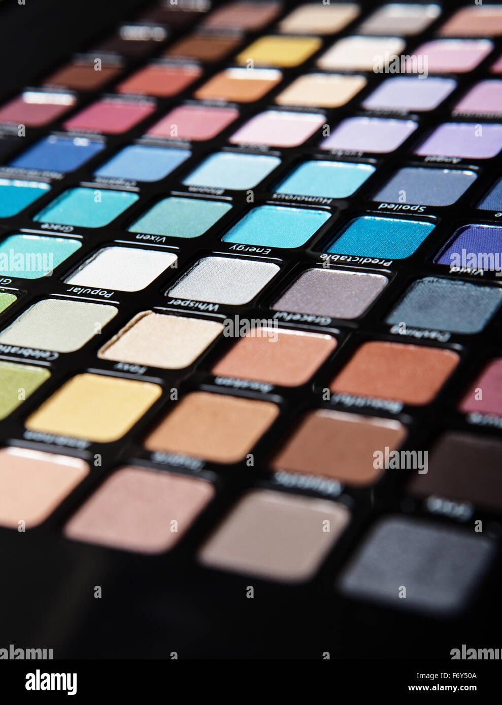 close up image of a large make up palette of different colours Stock ...