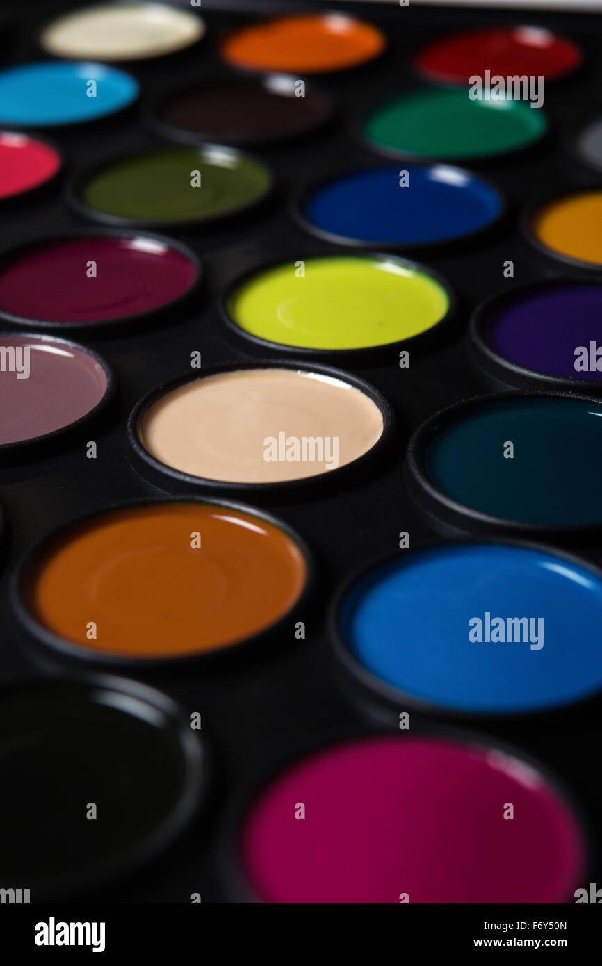 kids play paint set of different colors shot close up Stock Photo - Alamy