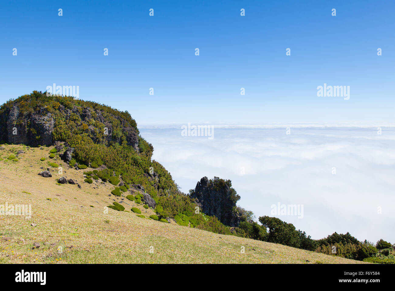 madeira mountain landscape under a blue sky Stock Photo - Alamy