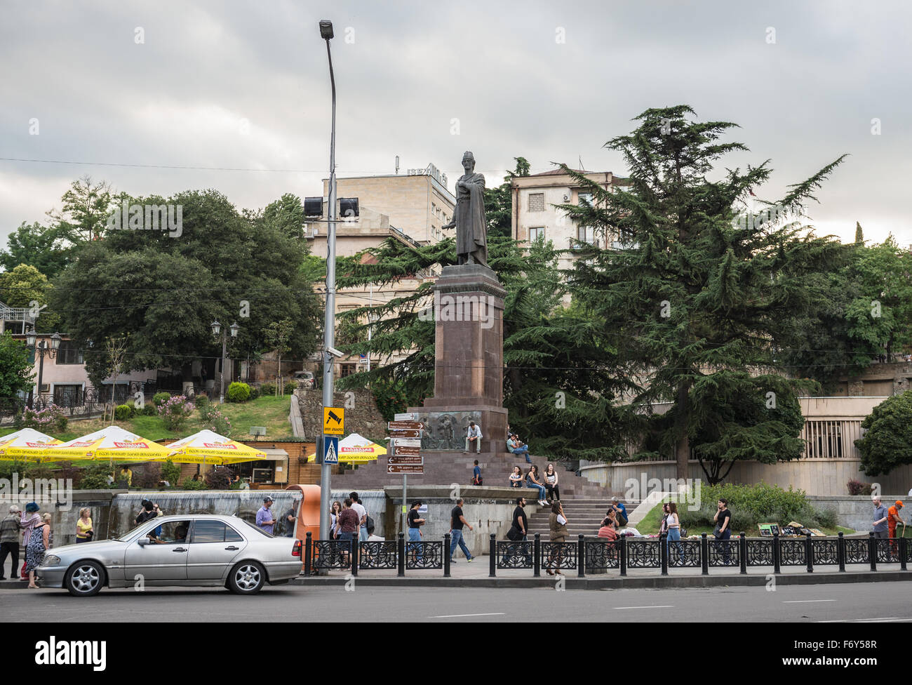 12th century Georgian poet Shota Rustaveli Statue at Rustaveli Avenue ...