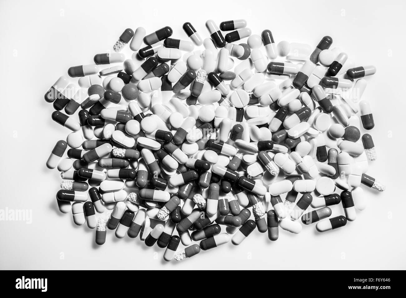 Many drugs pills shot on Black and White Stock Photos & Images - Alamy