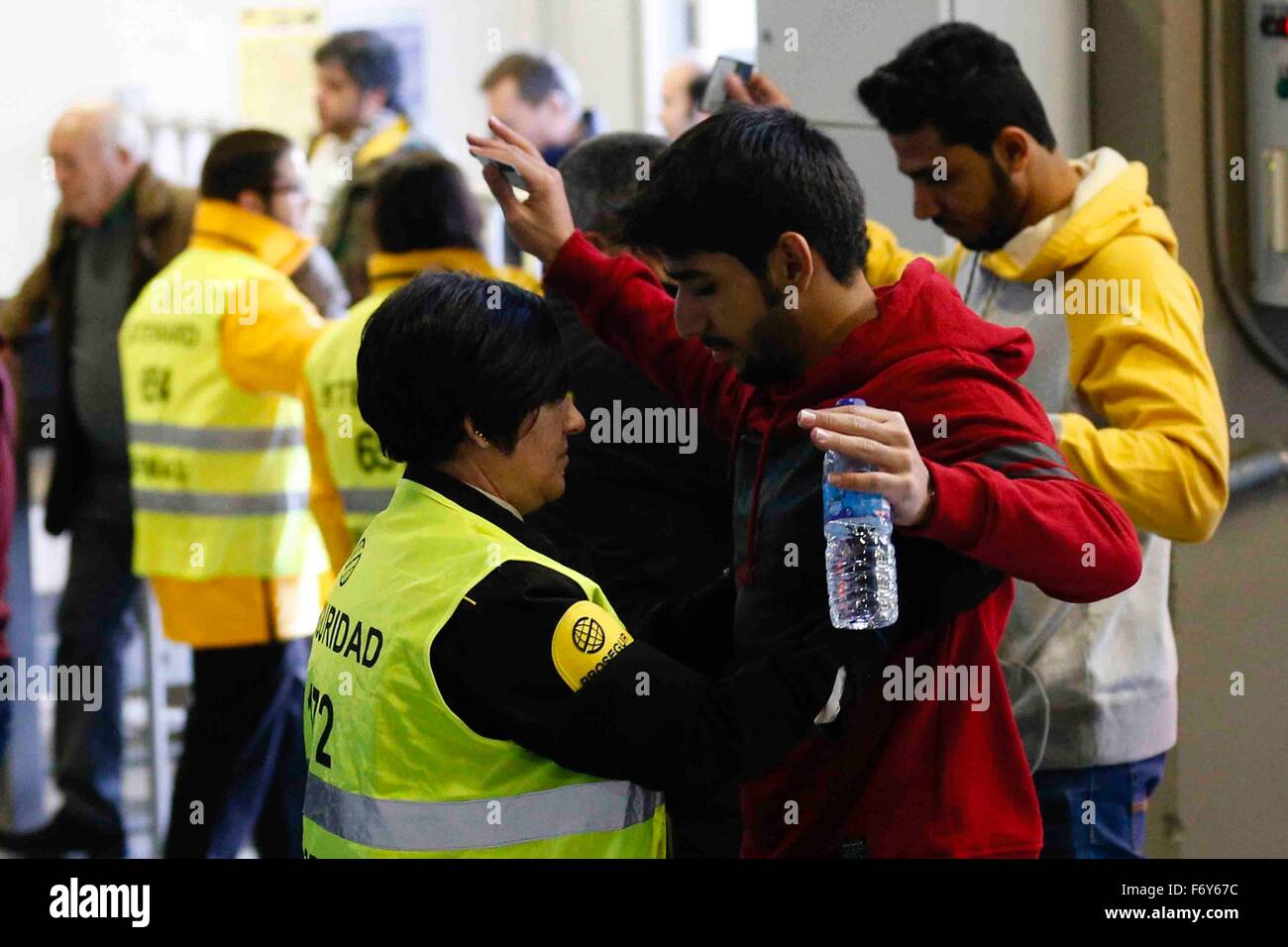 Madrid, Spain. 21st Nov, 2015. All spectators frisked by security ...
