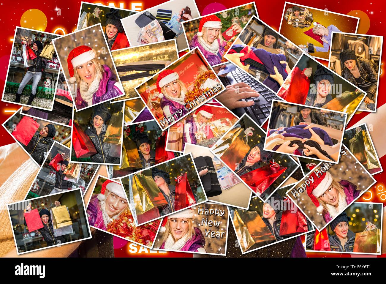 Christmas sales collage Stock Photo - Alamy