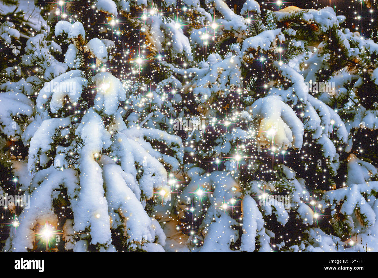 Winter snow scene with magic light Stock Photo - Alamy