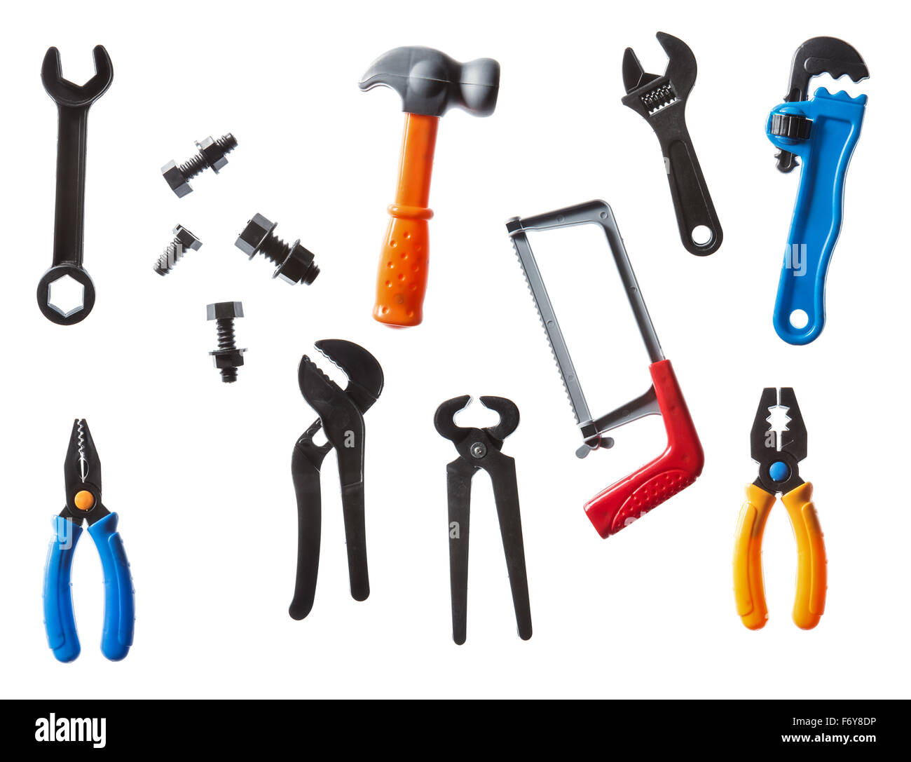 isolated tools from a kids tool kit Stock Photo - Alamy