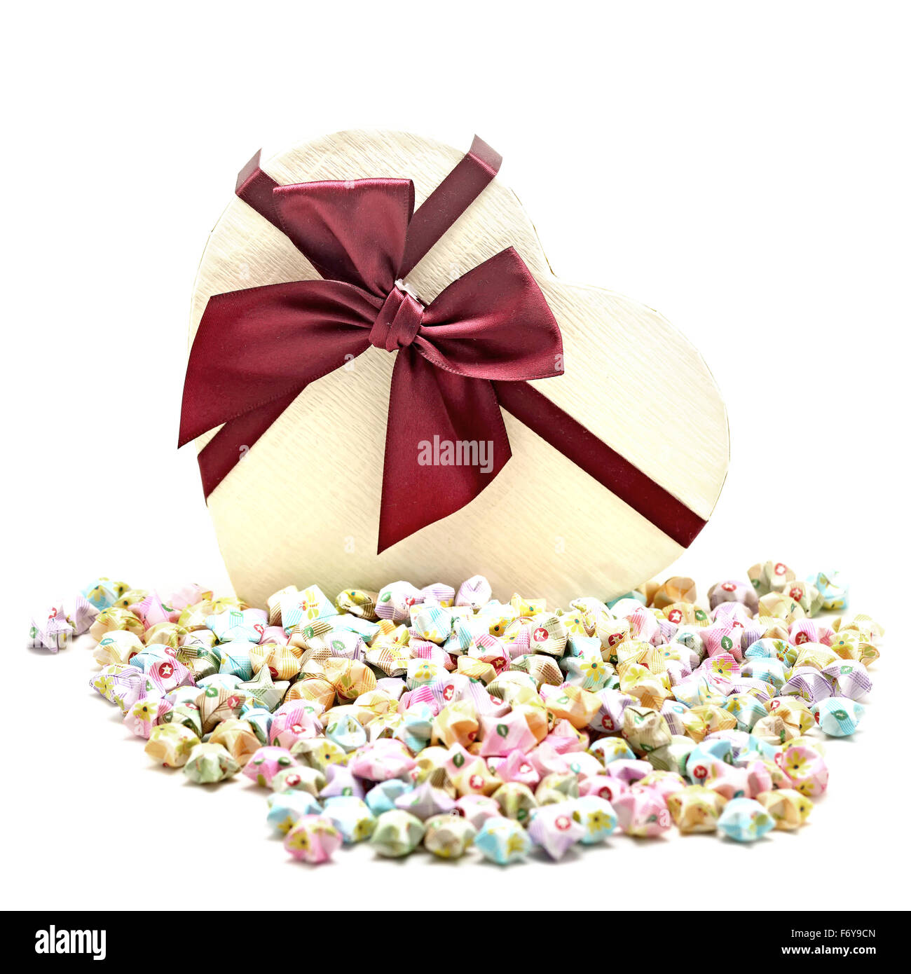 gift box with origami lucky stars isolated on white background Stock ...