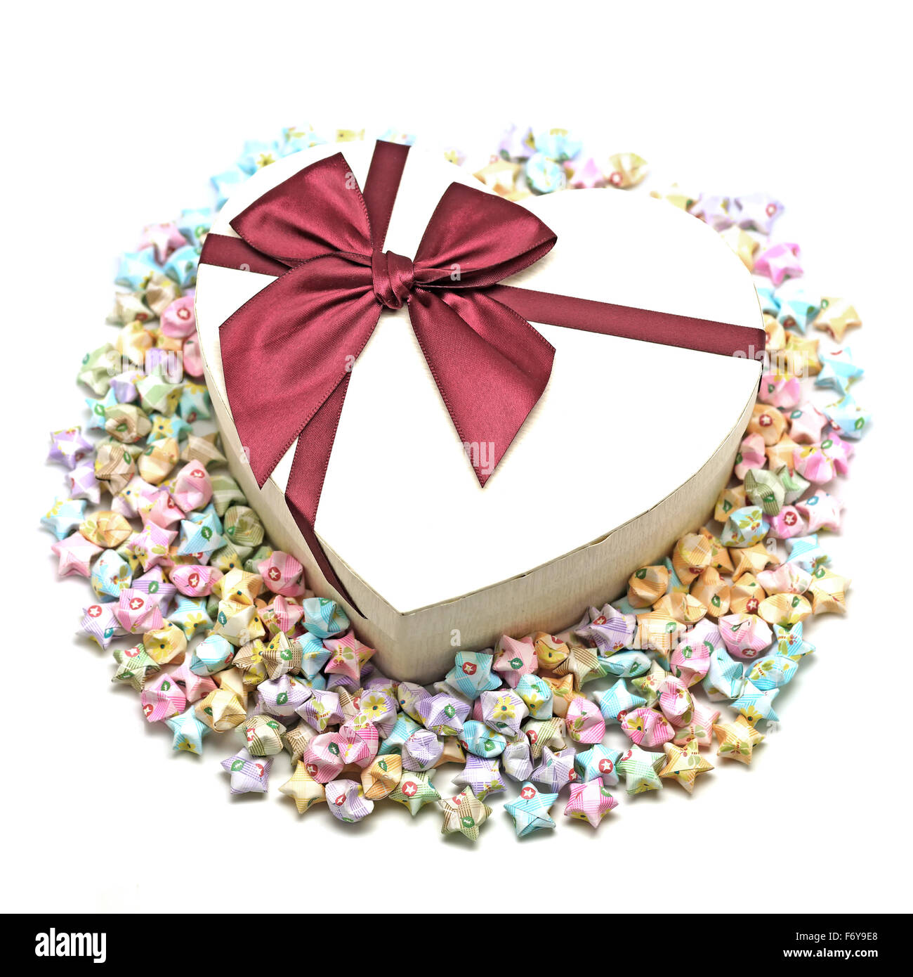 gift box with origami lucky stars isolated on white background Stock ...