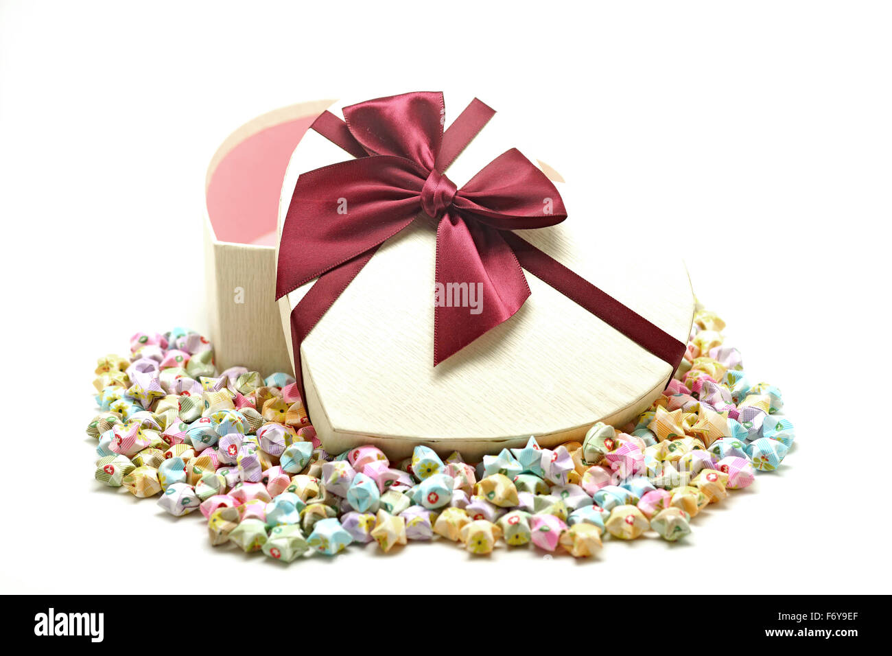 gift box with origami lucky stars isolated on white background Stock ...