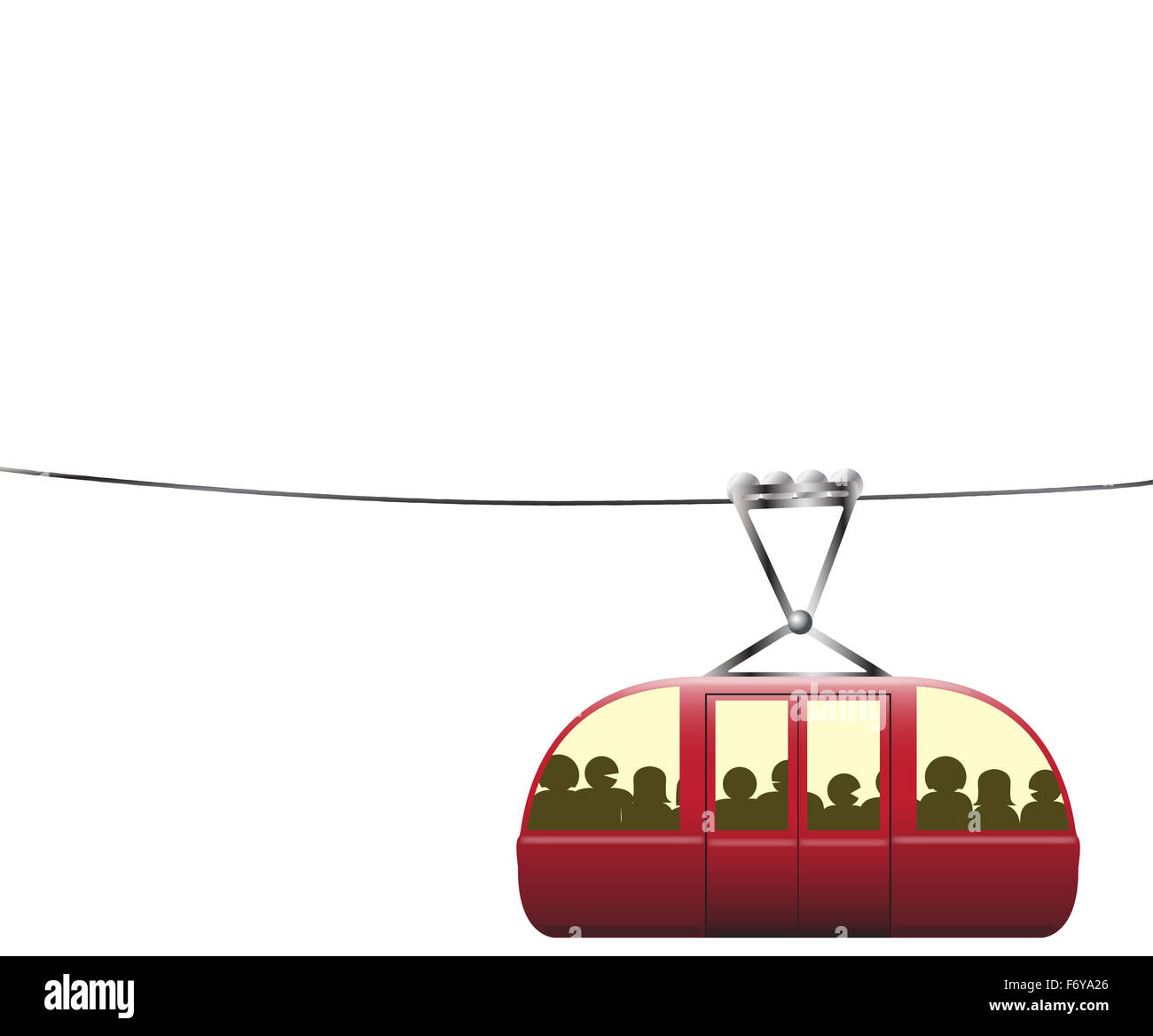A crowded cable car on a cable on a white background Stock Photo - Alamy