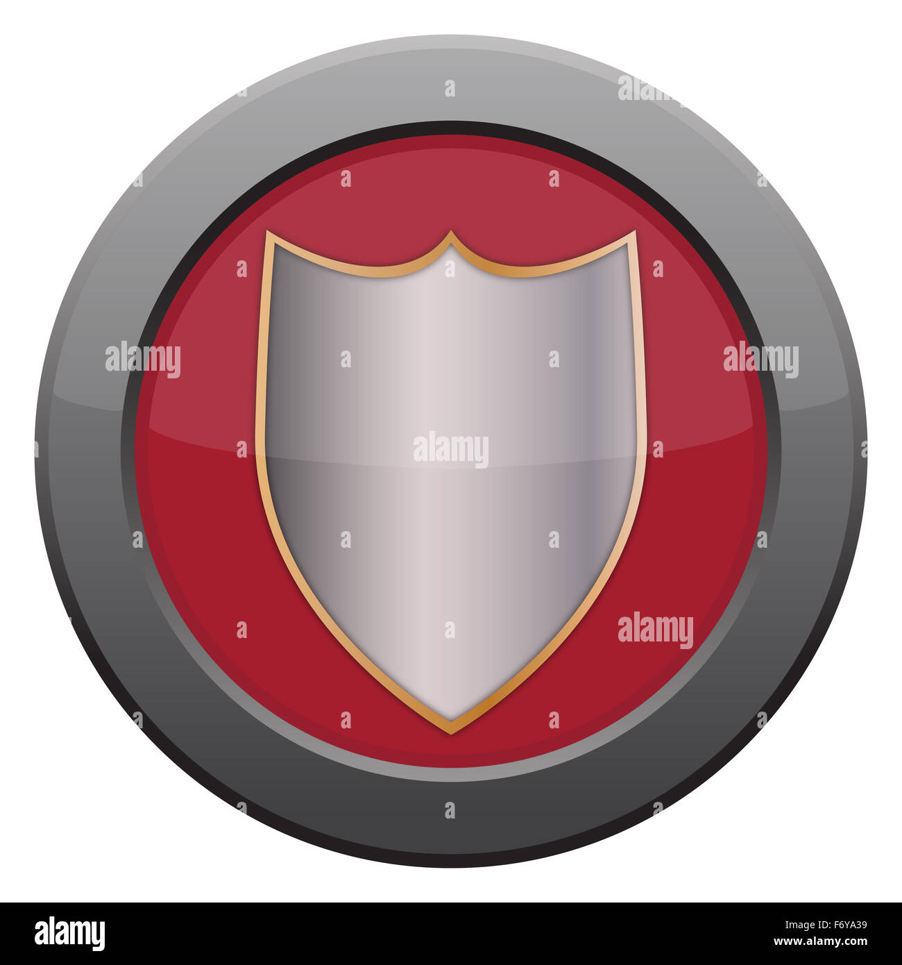 A shield icon in red isolated on a white background Stock Photo - Alamy