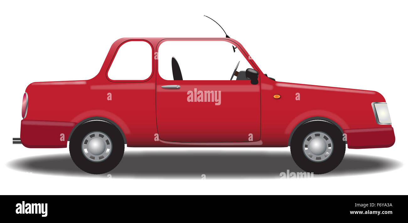 A detailed red saloon car isolated on a white background Stock Photo ...