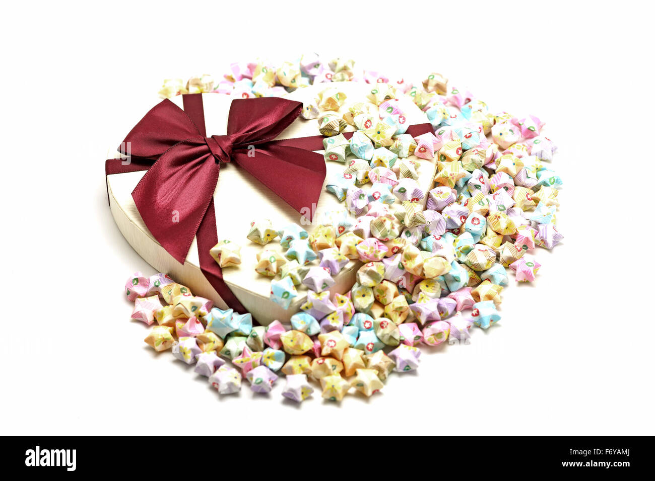 gift box with origami lucky stars isolated on white background Stock ...