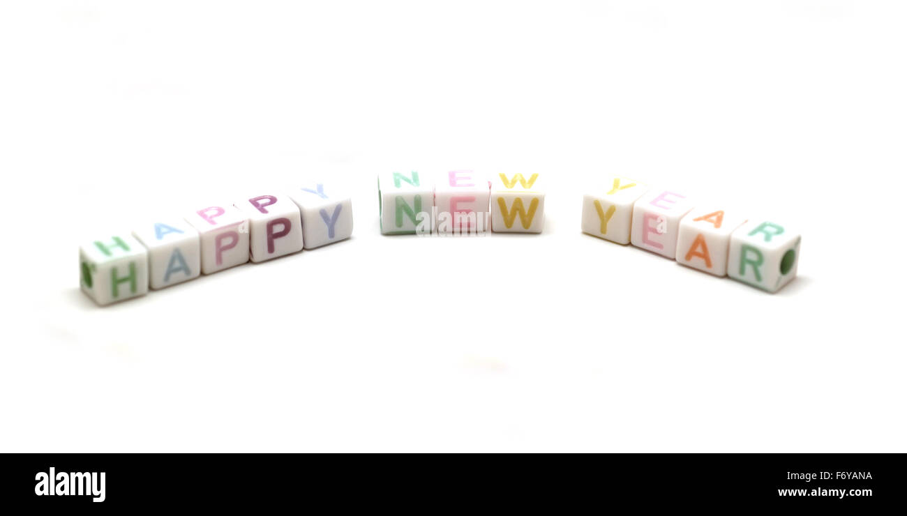 colorful word happy new year isolated on white background Stock Photo ...