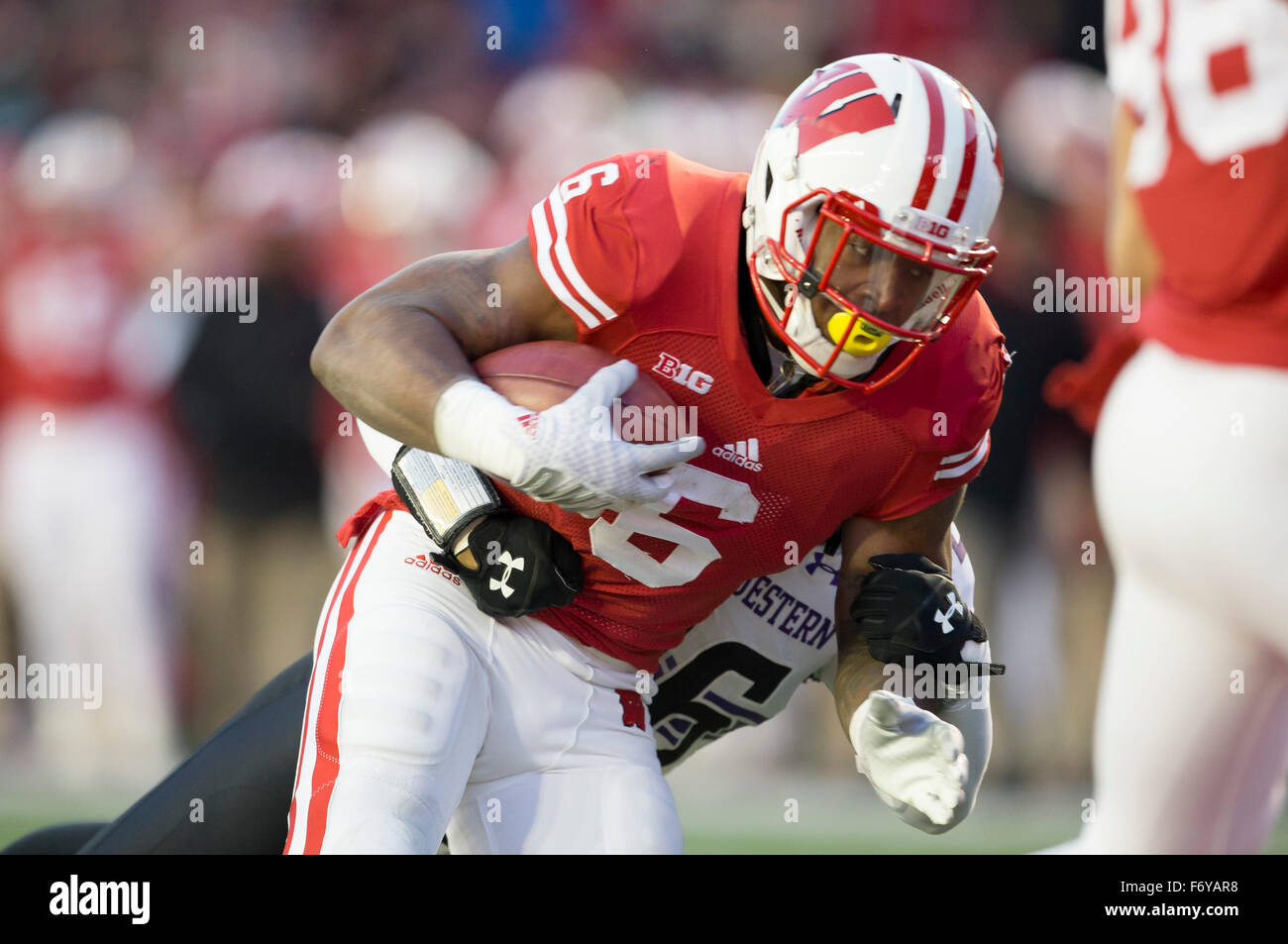 Madison, WI, USA. 21st Nov, 2015. Wisconsin Badgers running back Corey ...