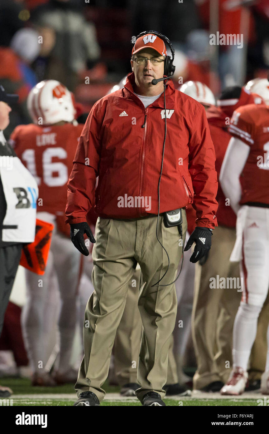 Madison, WI, USA. 21st Nov, 2015. Wisconsin head coach Paul Chryst ...