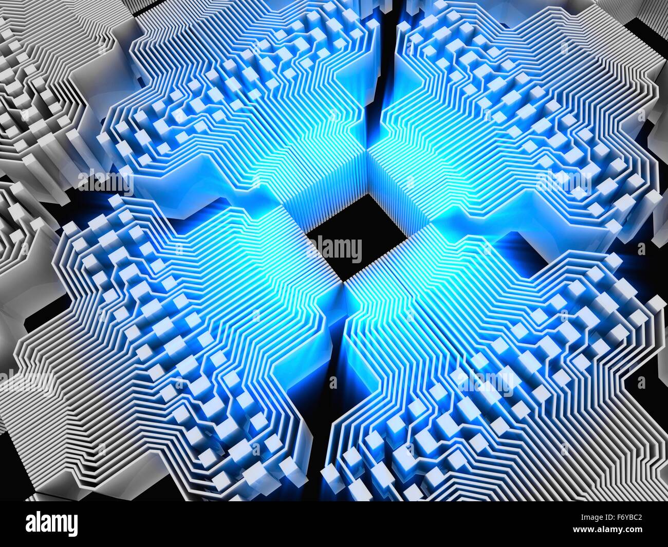 Quantum computer. Conceptual computer artwork of electronic circuitry ...