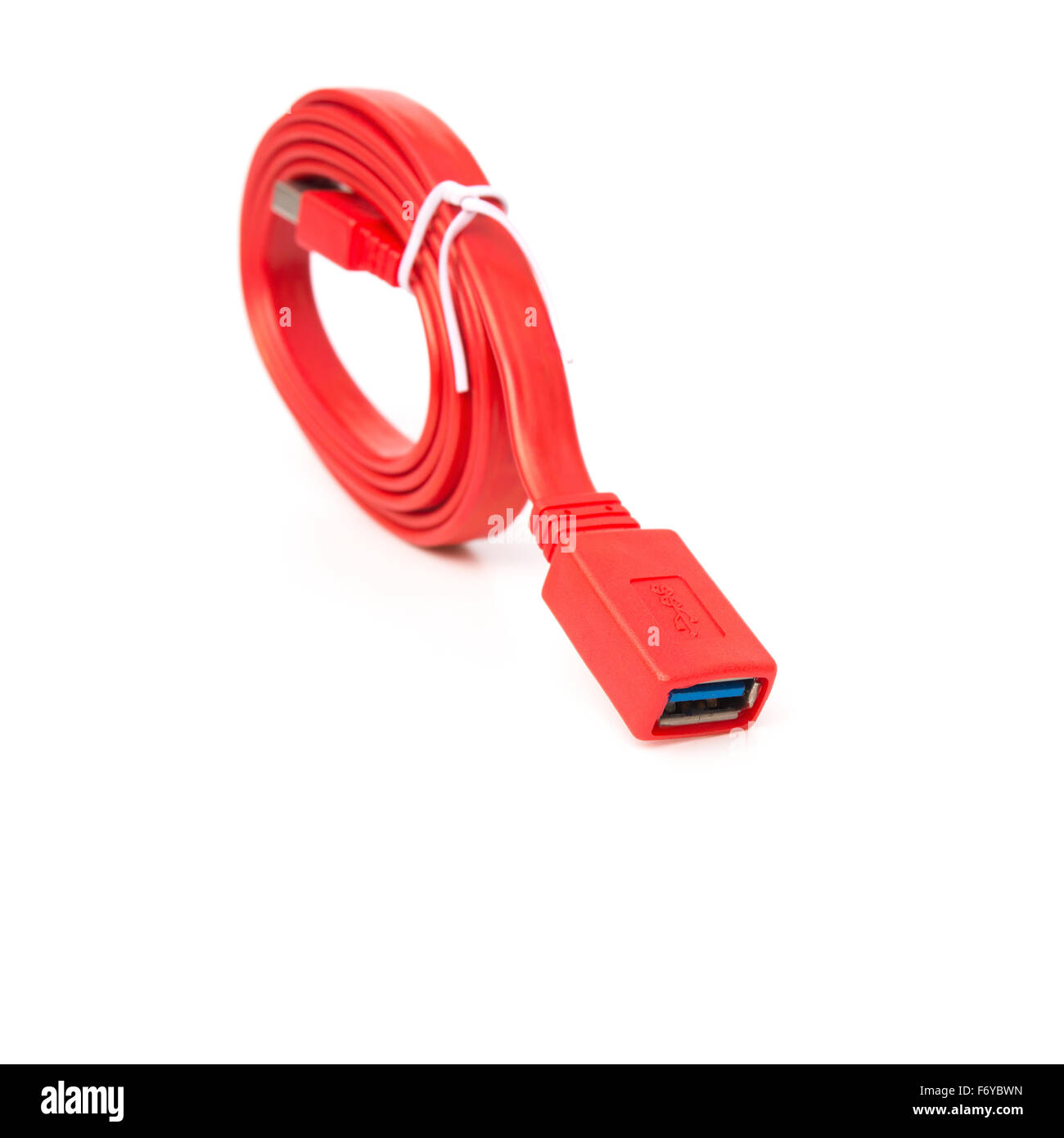 red usb cable on a white background Stock Photo - Alamy