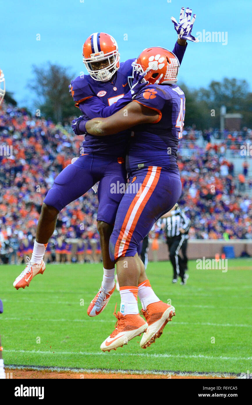 Clemson wide receiver Germone Hopper (5) celebrates after scoring a ...