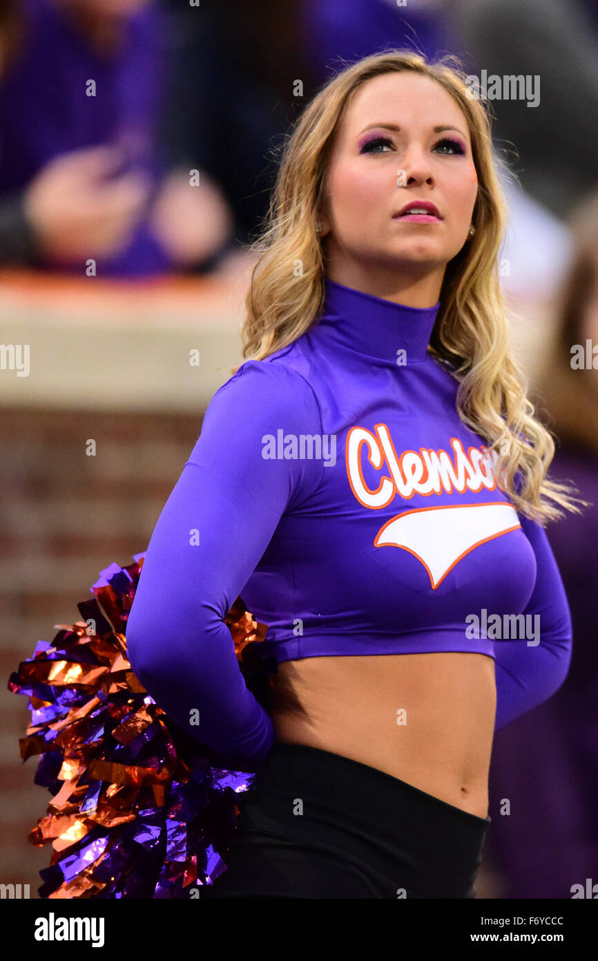 A Clemson Tiger Rally Cat cheerleader during the NCAA college football ...