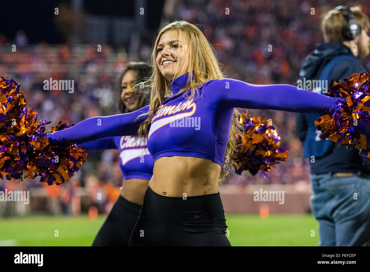 A Clemson Rally Cat cheerleader during the NCAA college football game ...