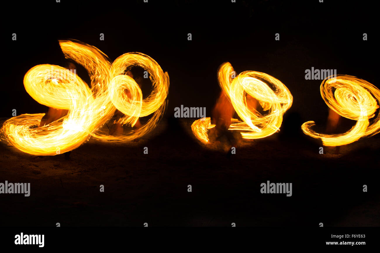 Fire Show on the beach Stock Photo - Alamy