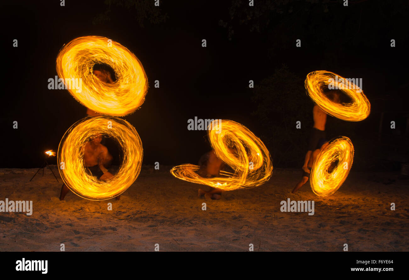Fire Show on the beach Stock Photo - Alamy