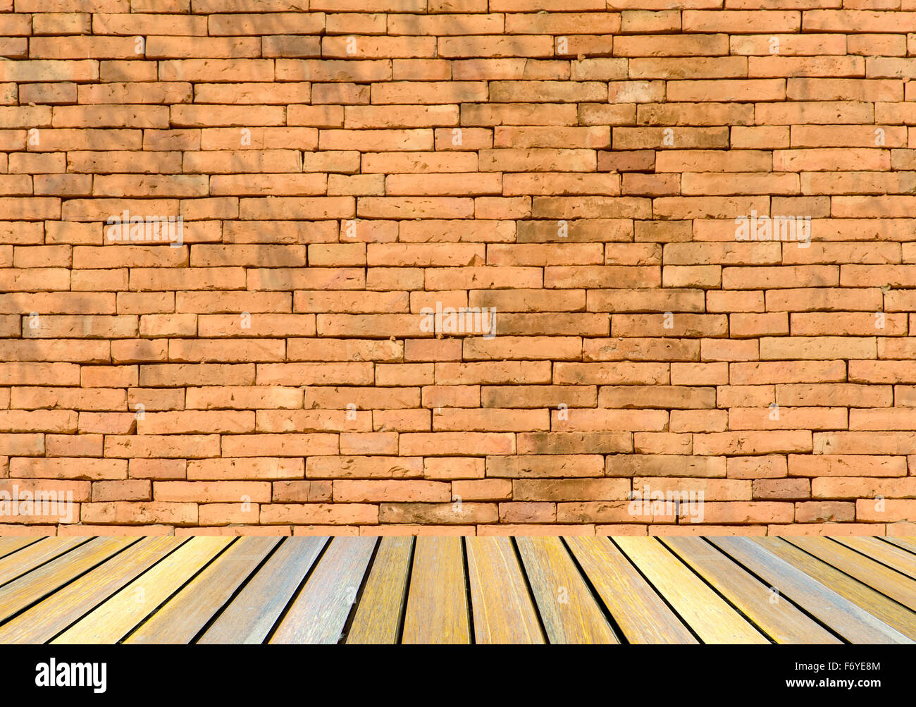 brick tile textured wall with wood floor Stock Photo - Alamy