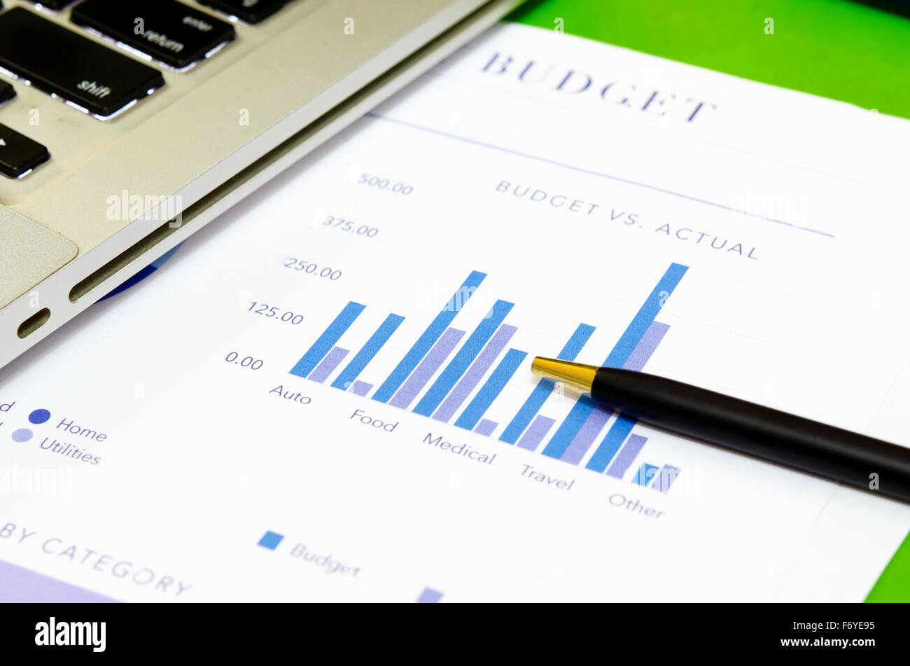 Financial graphs analysis and pen Stock Photo - Alamy
