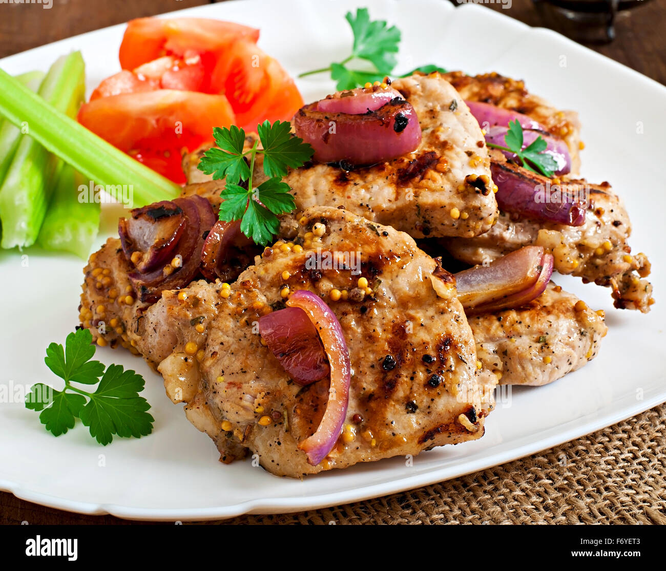 Sliced roast pork vegetables hi-res stock photography and images - Alamy