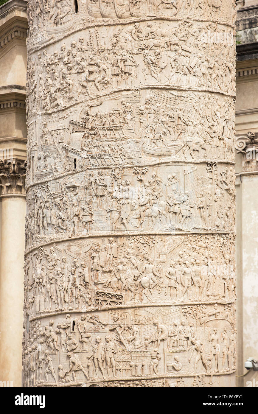 Closeup of Trajan's Column relief. Piazza Venezia. Rome. Italy Stock ...