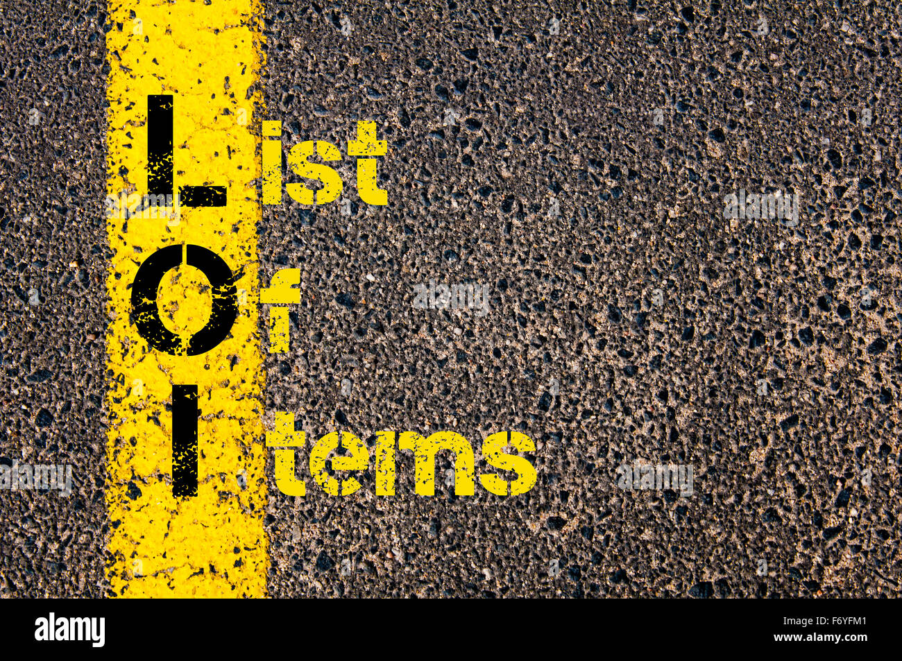 Concept image of Business Acronym LOI as List Of Items written over ...