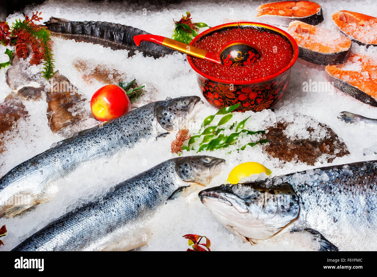 fish on ice Stock Photo - Alamy