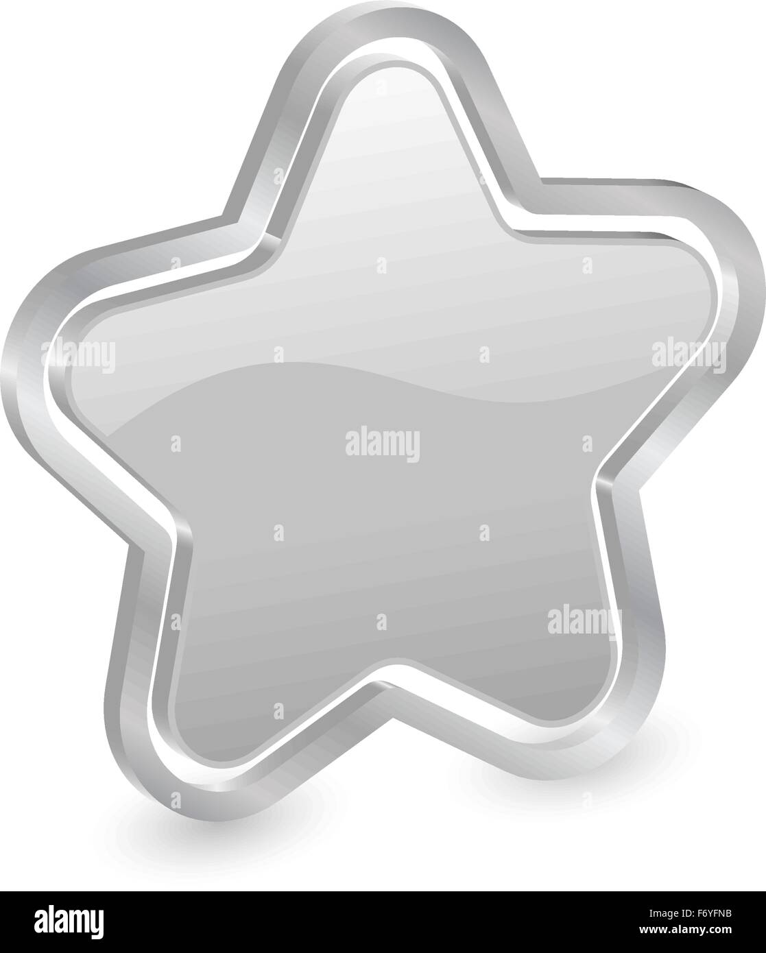 Grey star icon with metal contour, isolated on a white background ...