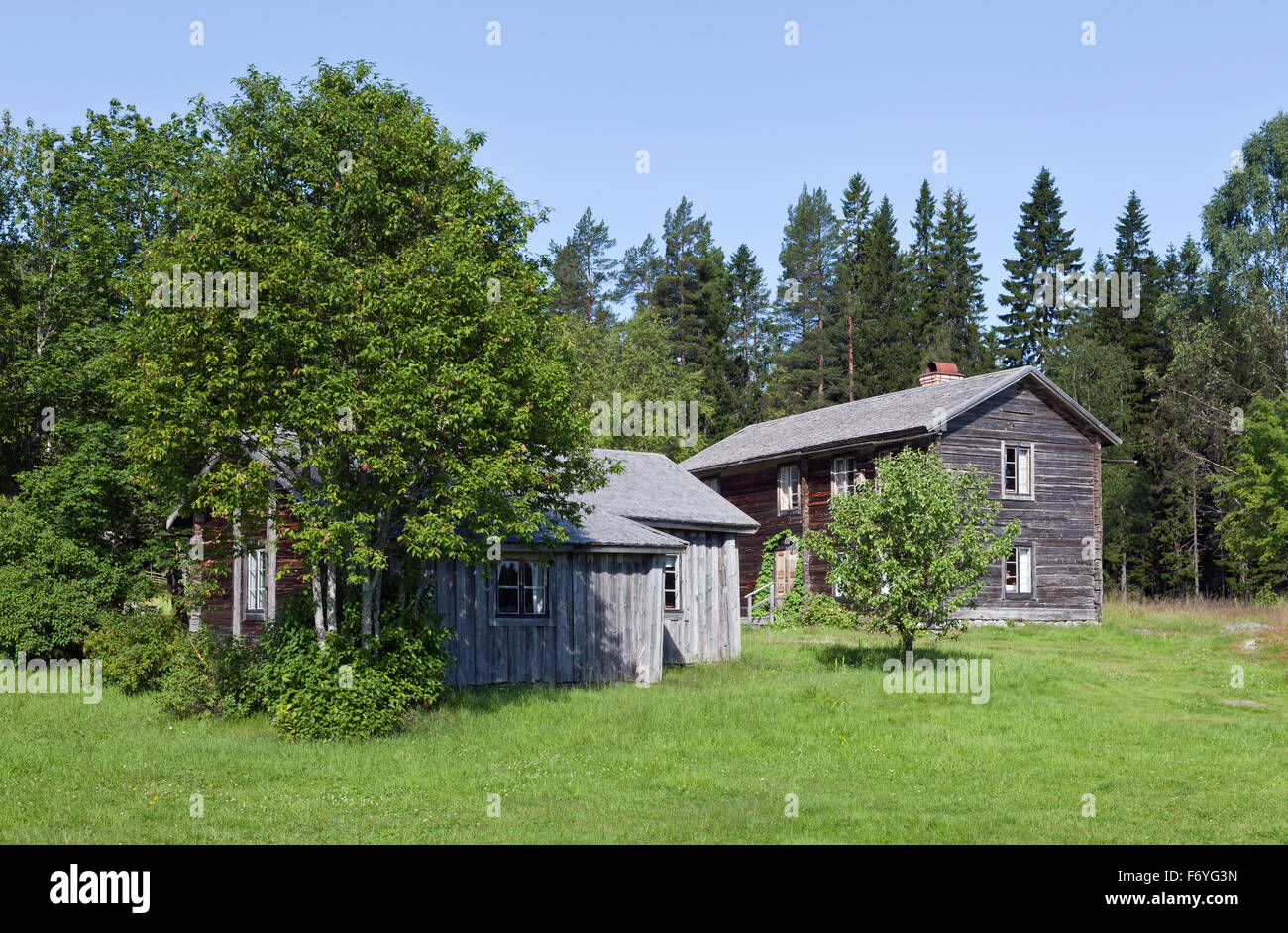 INDAL, SWEDEN ON JULY 25, 2015. View of a beautiful wooden homestead ...