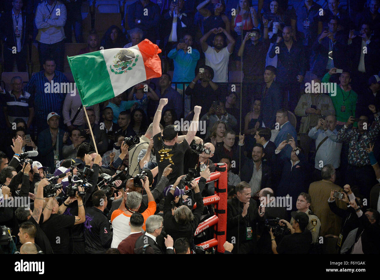 Las Vegas, Usa. 21st Nov, 2015. Mexico's Canelo Alvarez cheers to his ...