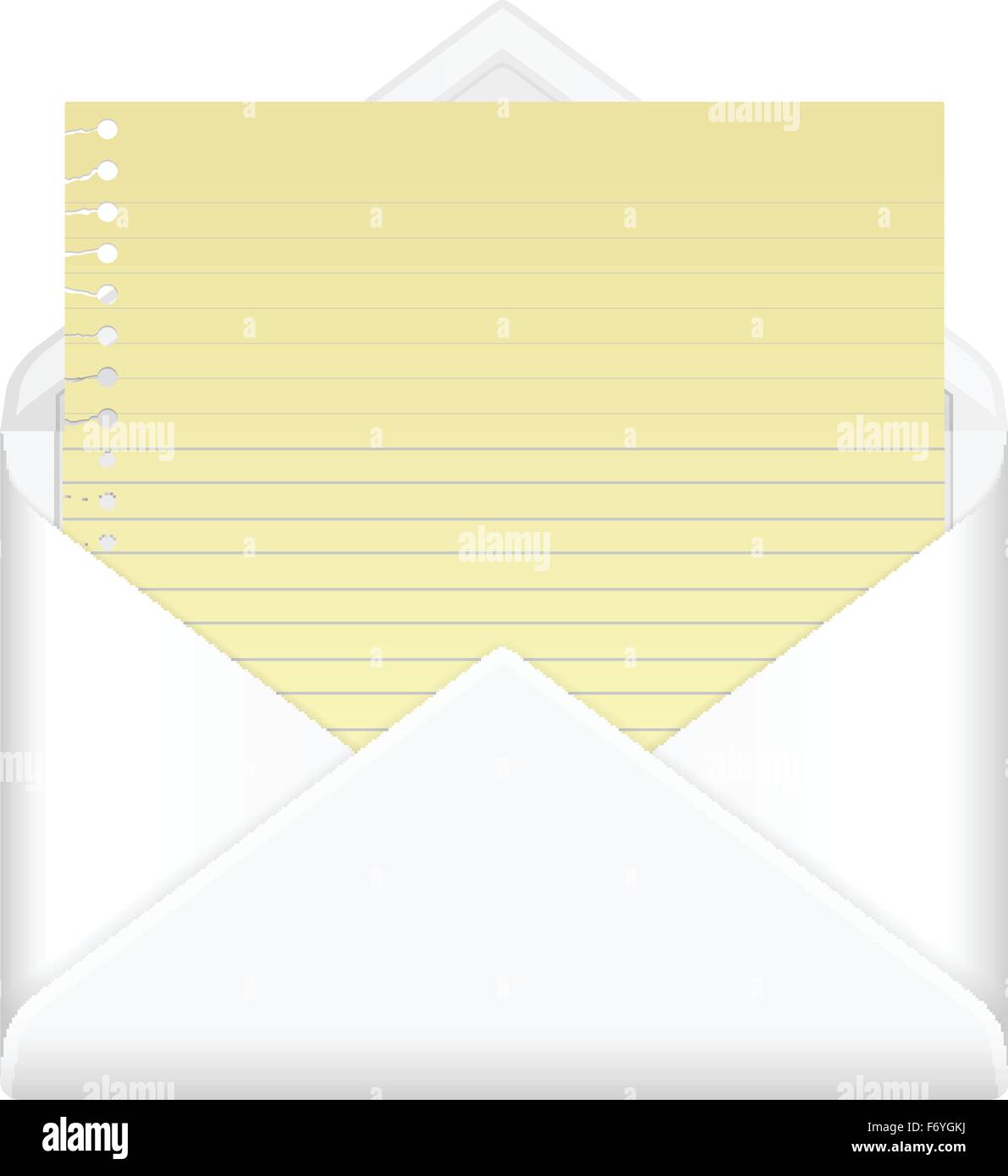 Envelope mail with notepad sheet on a white background Stock Vector ...