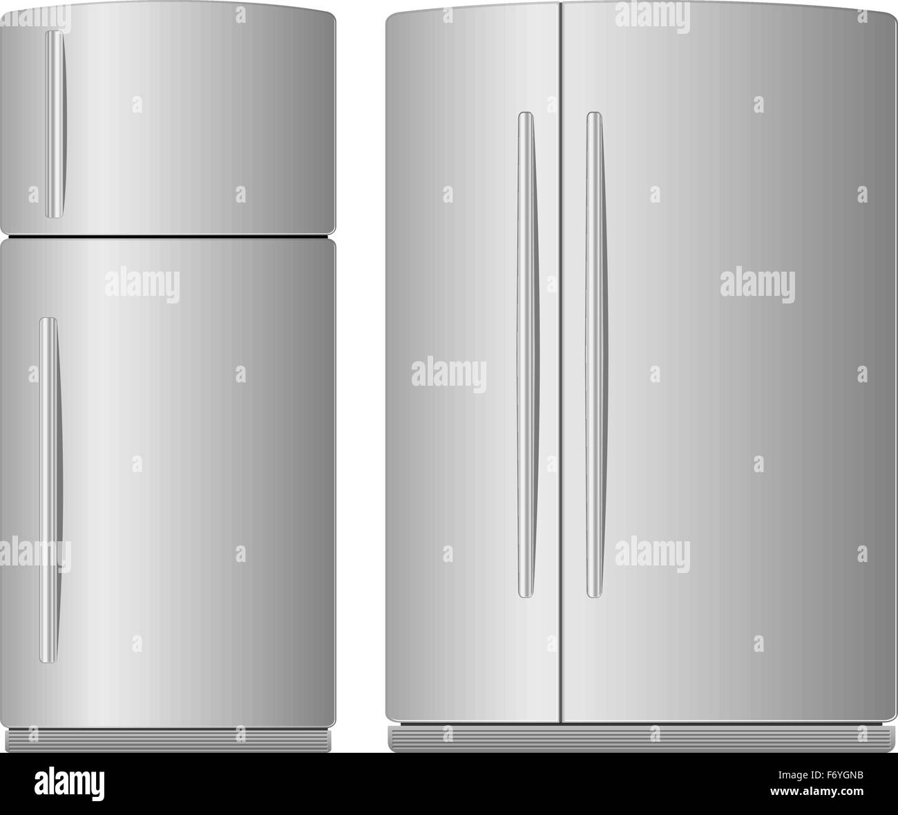 Two domestic metallic refrigerators. Vector illustration Stock Vector ...