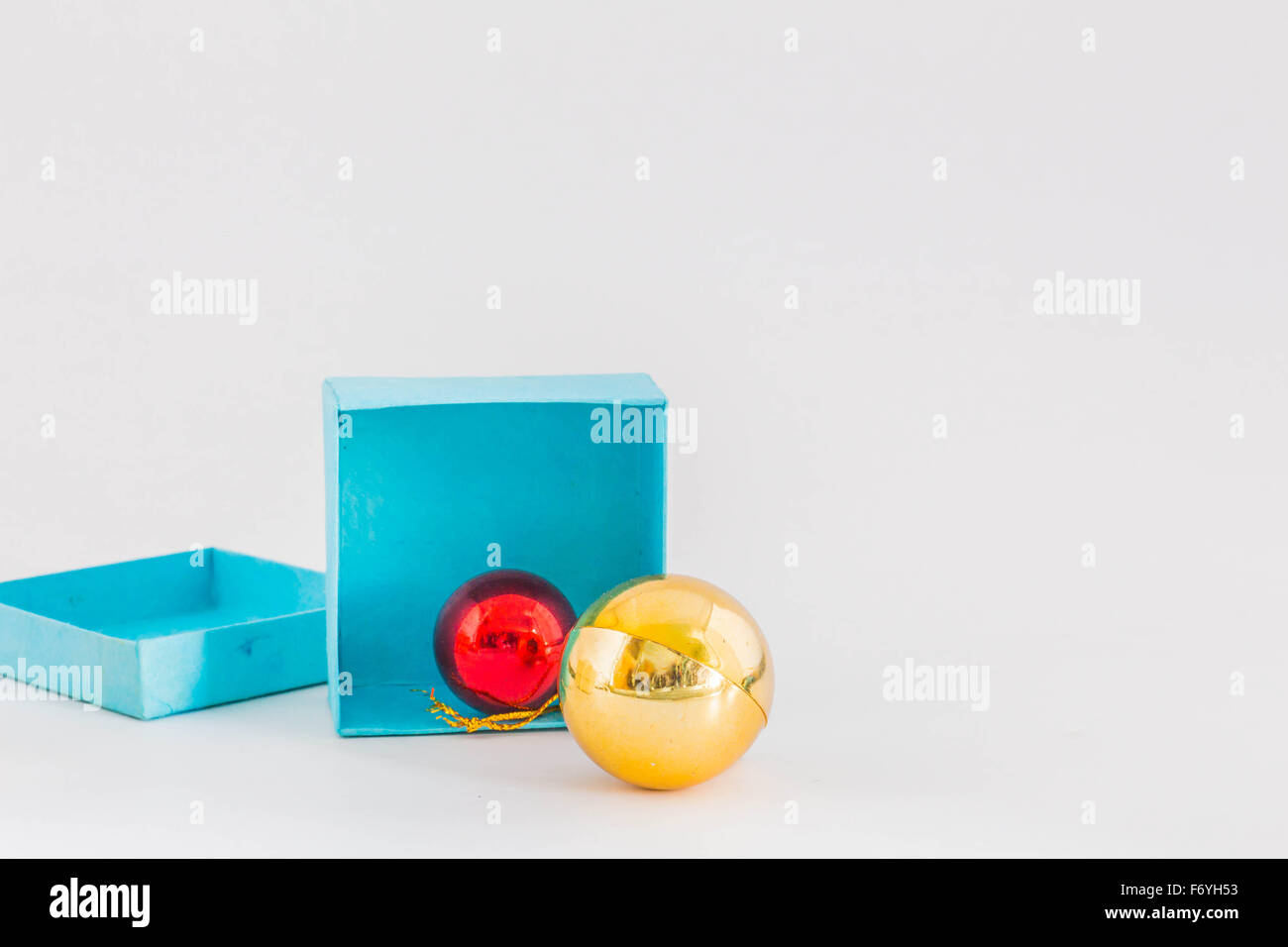 Ball decorations and gift boxes Stock Photo - Alamy