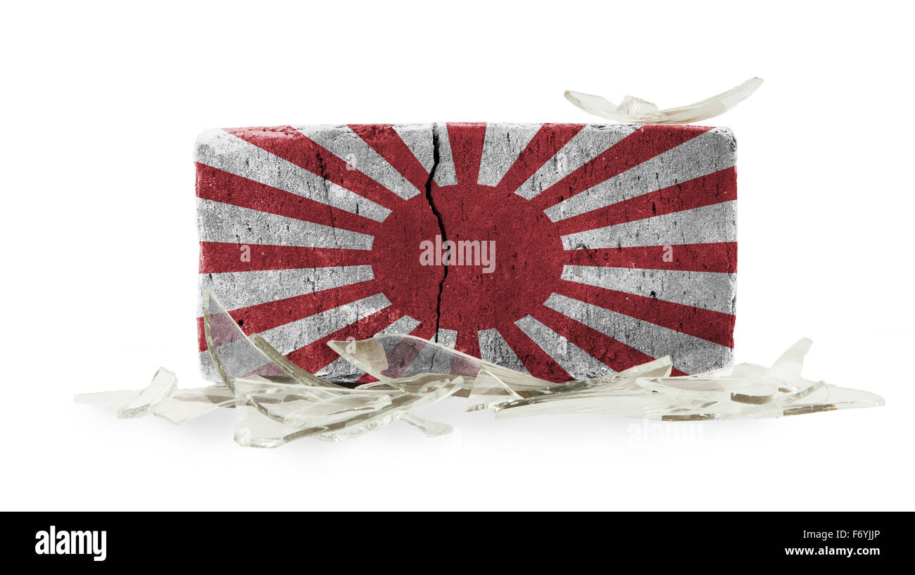Rough broken brick, isolated on white background, flag of Japan Stock ...