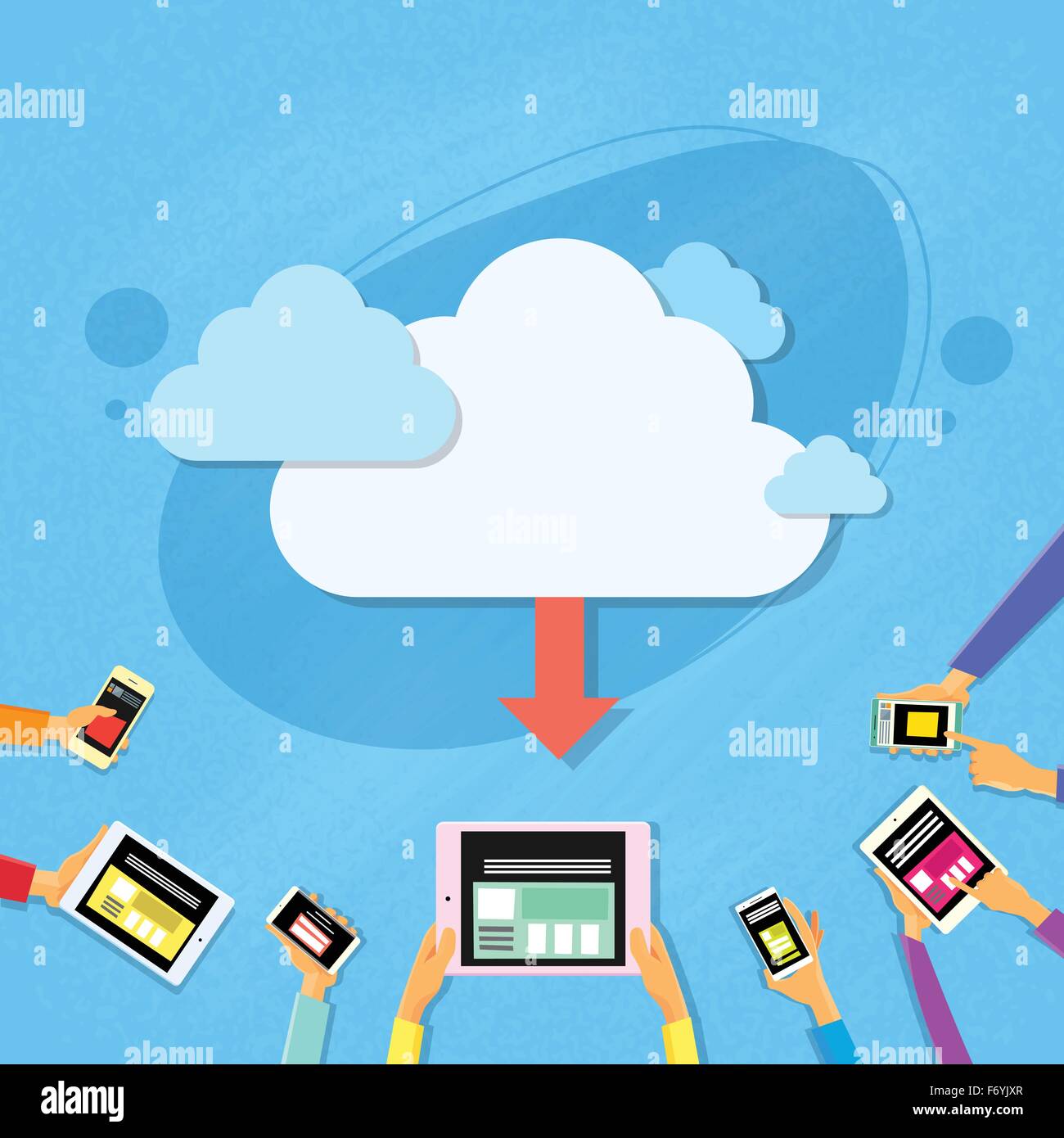 Smart Cell Phone Tablet Cloud Synchronize Upload Online Stock Vector ...