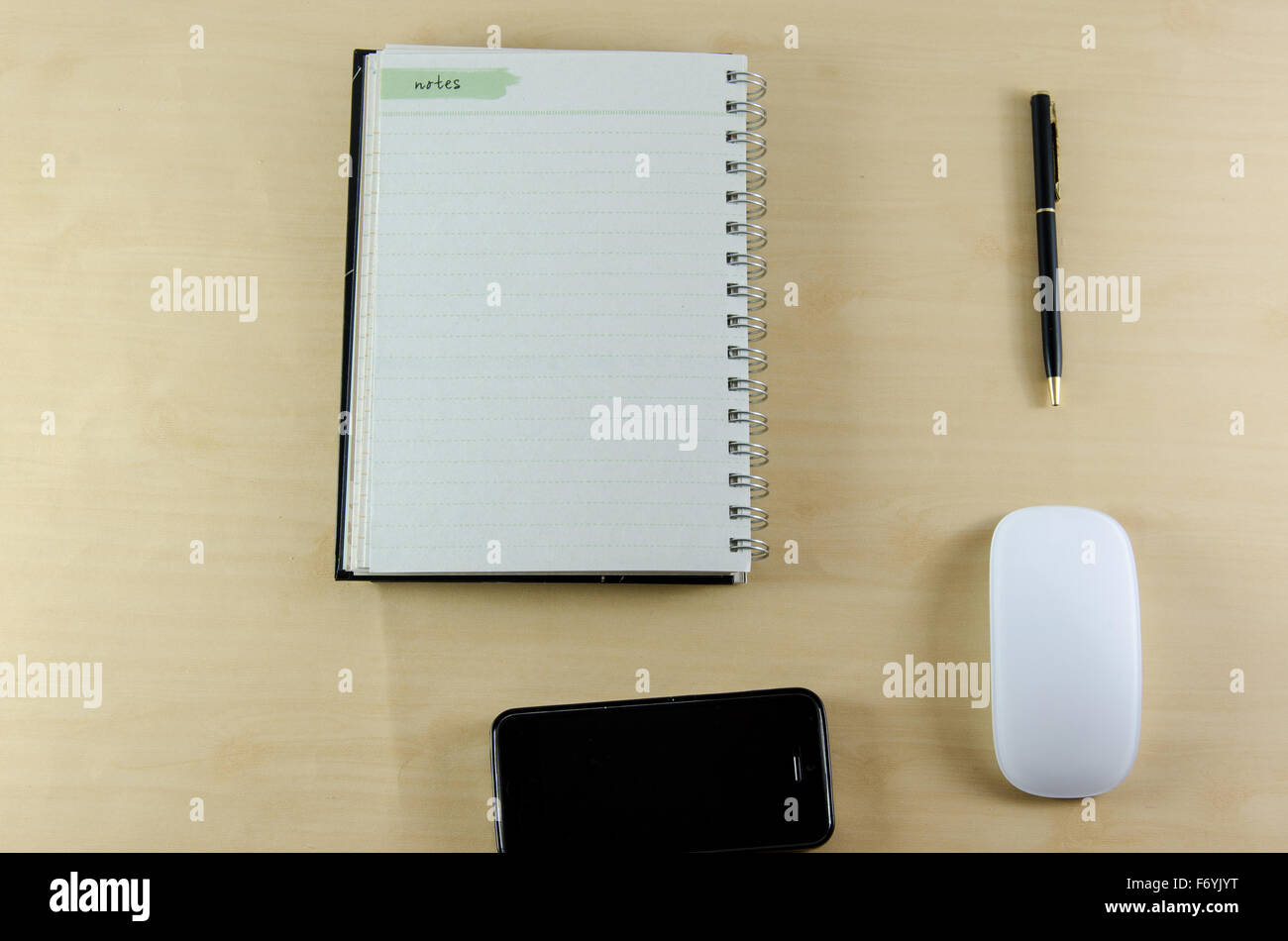 Top view of office desk with computer Stock Photo - Alamy