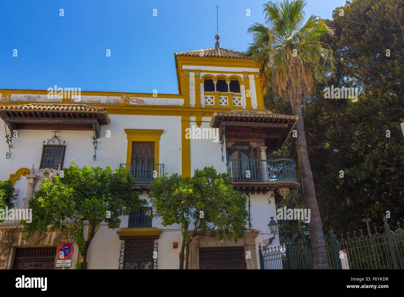 beautiful streets full of typical color of the Andalusian city of ...