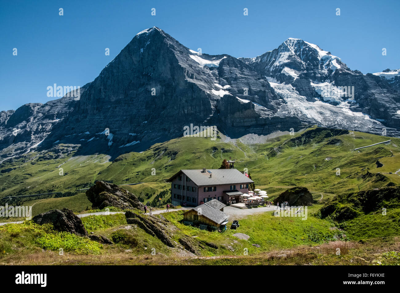 Grindelwald, scenic viewpoint towards the Eiger north face Stock Photo ...