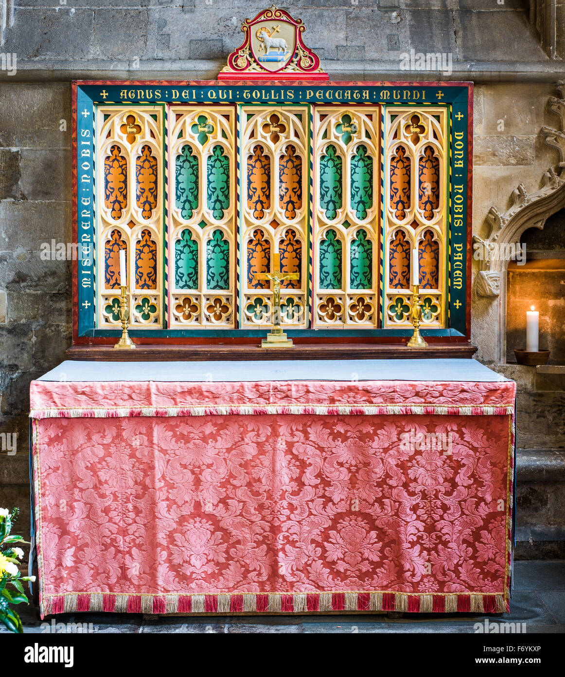 medieval altar at the gothic church of St Andrew, which is the ...