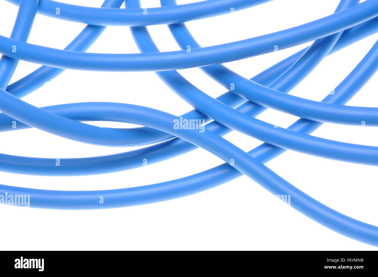 Blue electrical power cable isolated on white background Stock Photo ...