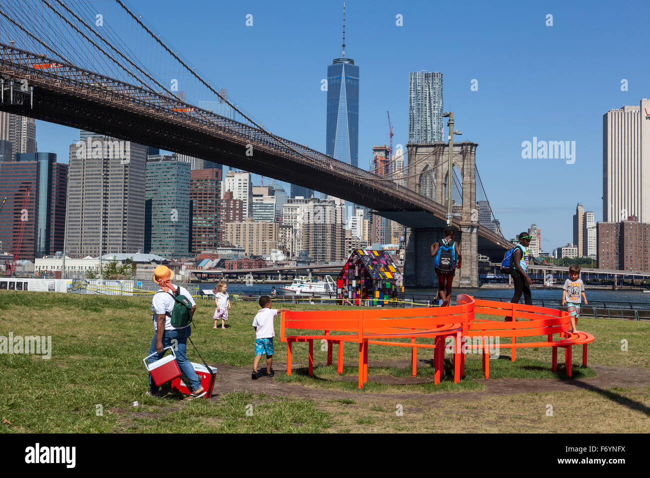 Jeppe Hein art installation, Brooklyn Bridge Park, New York City, USA ...