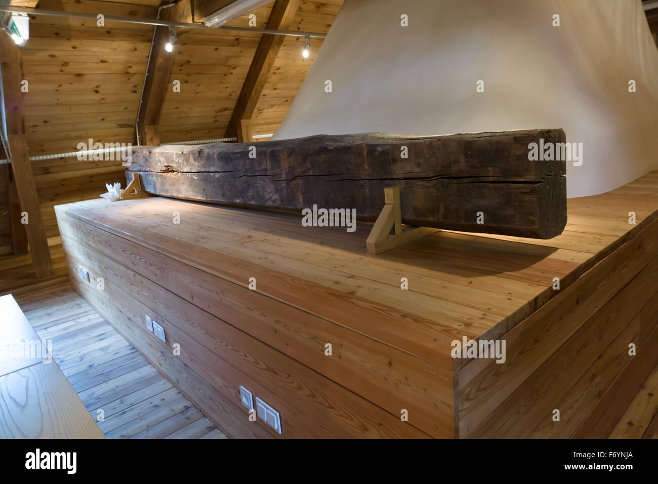 the log in an interior is a symbol of old times Stock Photo - Alamy