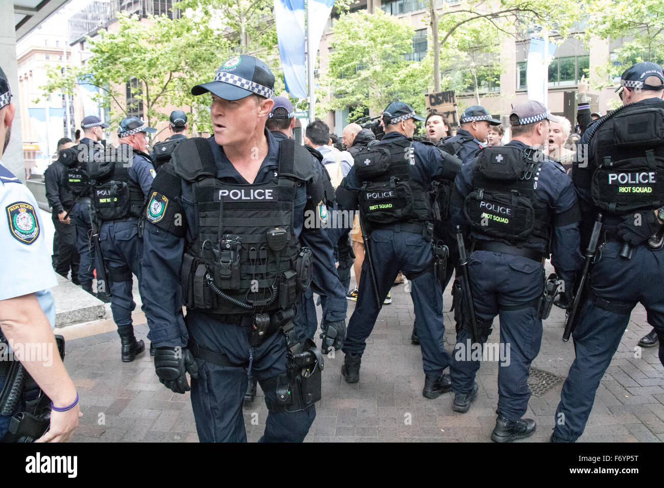 Sydney, Australia. 22nd November 2015. Pictured: Police keep back ...