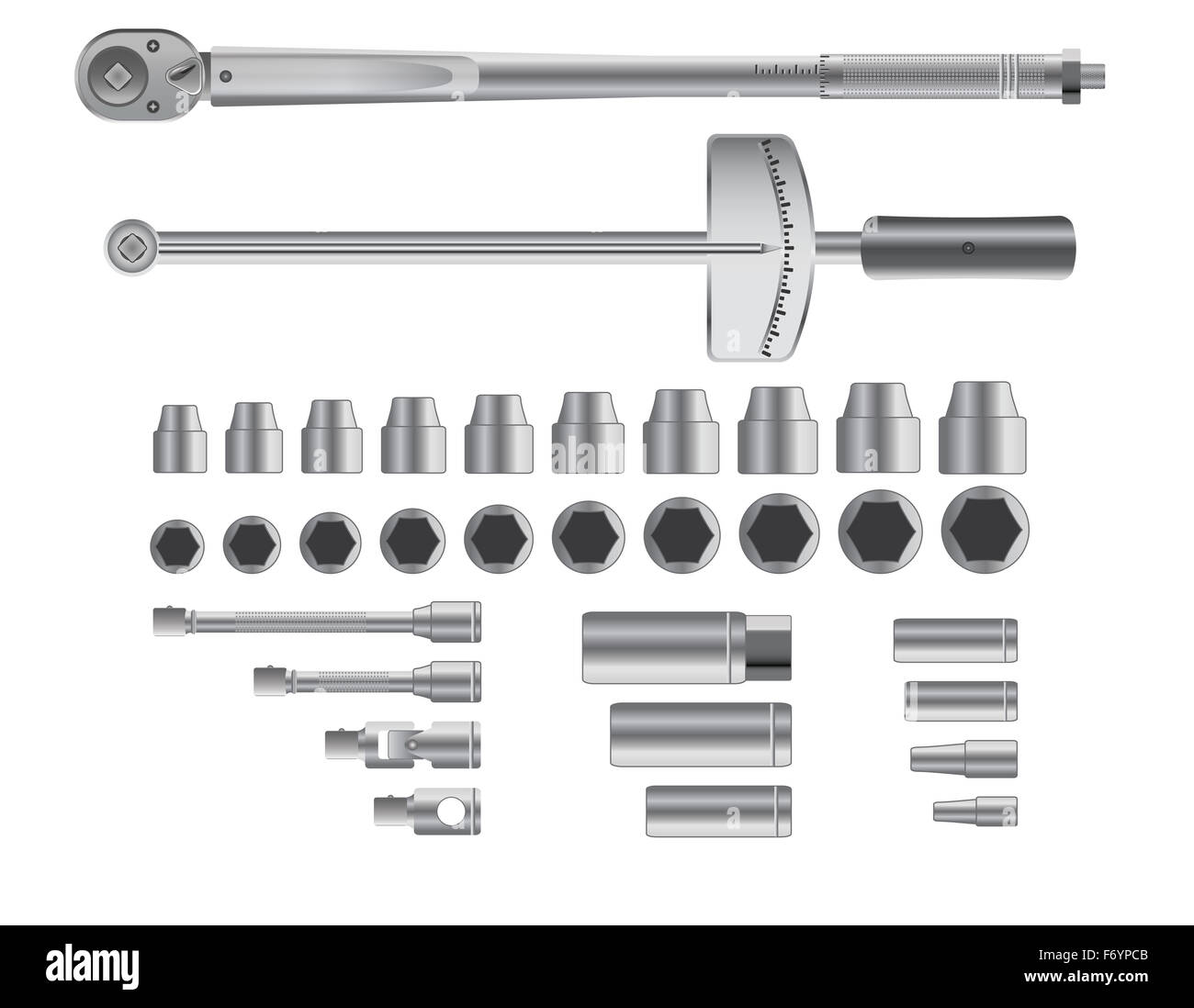 Detailed torque wrenches isolated on white background Stock Photo - Alamy