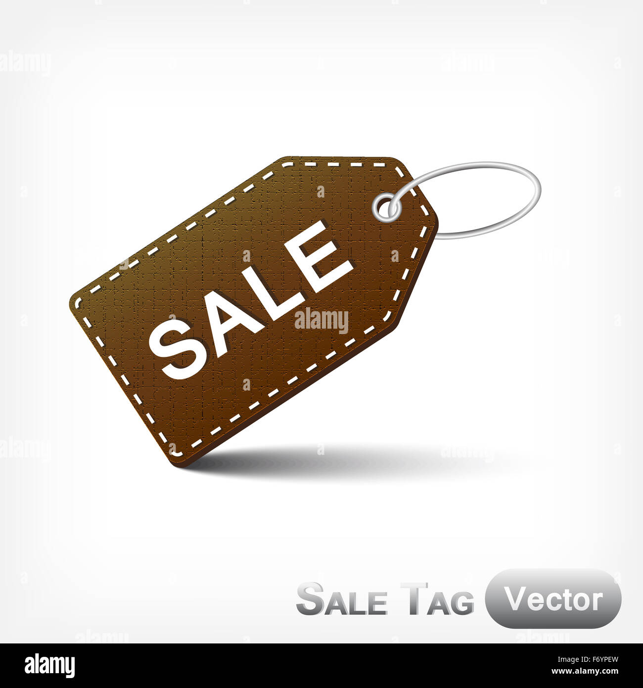 Leather sale tag with metal loop on white background Stock Photo - Alamy